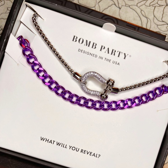 Bomb Party | Jewelry | Bomb Party Luxe Layers Girl Yes You Can Purple ...